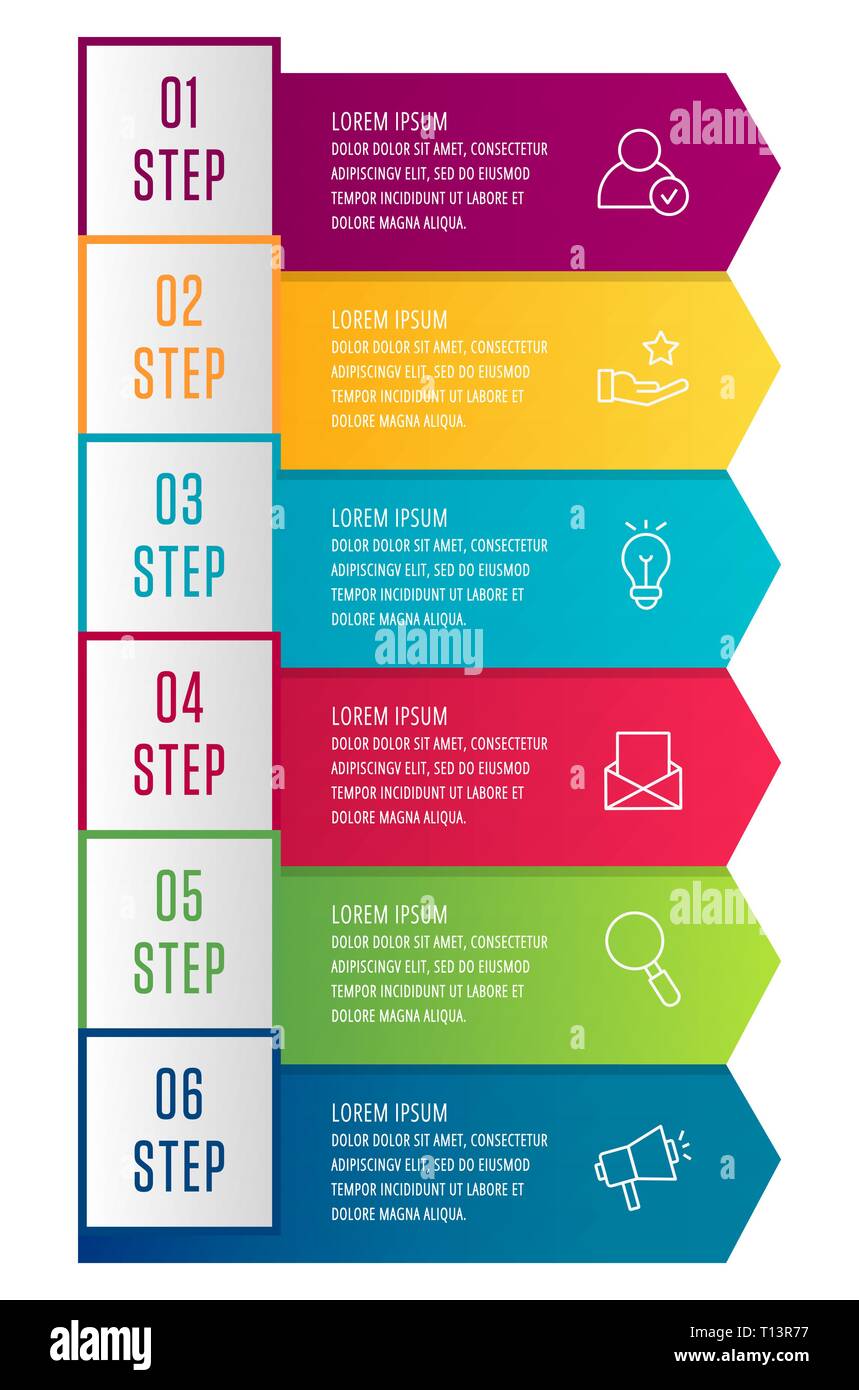 Modern 3D vector illustration. Infographic template with six arrows ...