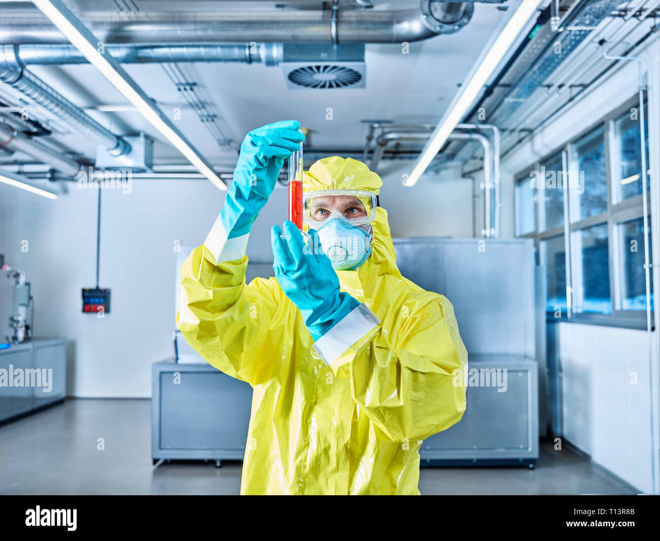 Chemist working in industrial laboratory, checking test tube Stock ...