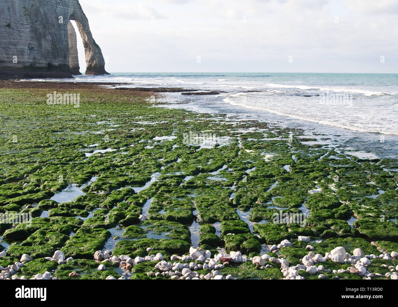 The famous cliffs at Etretat in Normandy, France. Tide sea Stock Photo ...