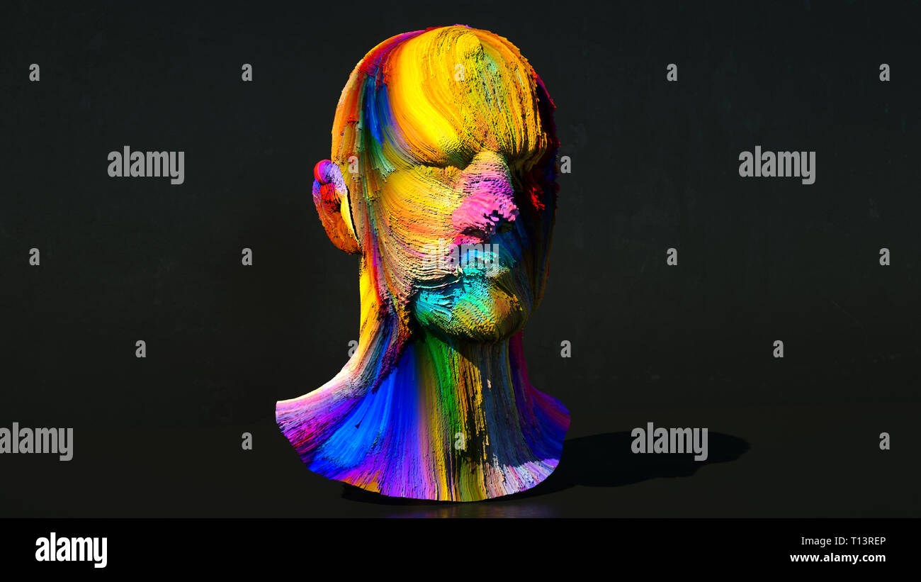 3d render. Head Human shattered portrait Stock Photo - Alamy