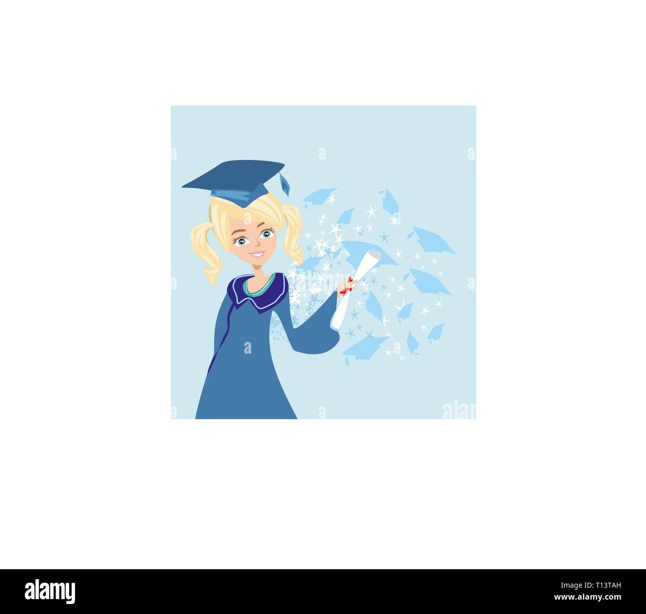 Graduation happy girl card Stock Vector Image & Art - Alamy