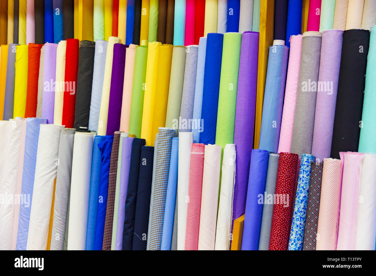 Various Rolls Of Textile For Sale At Store Stock Photo - Alamy
