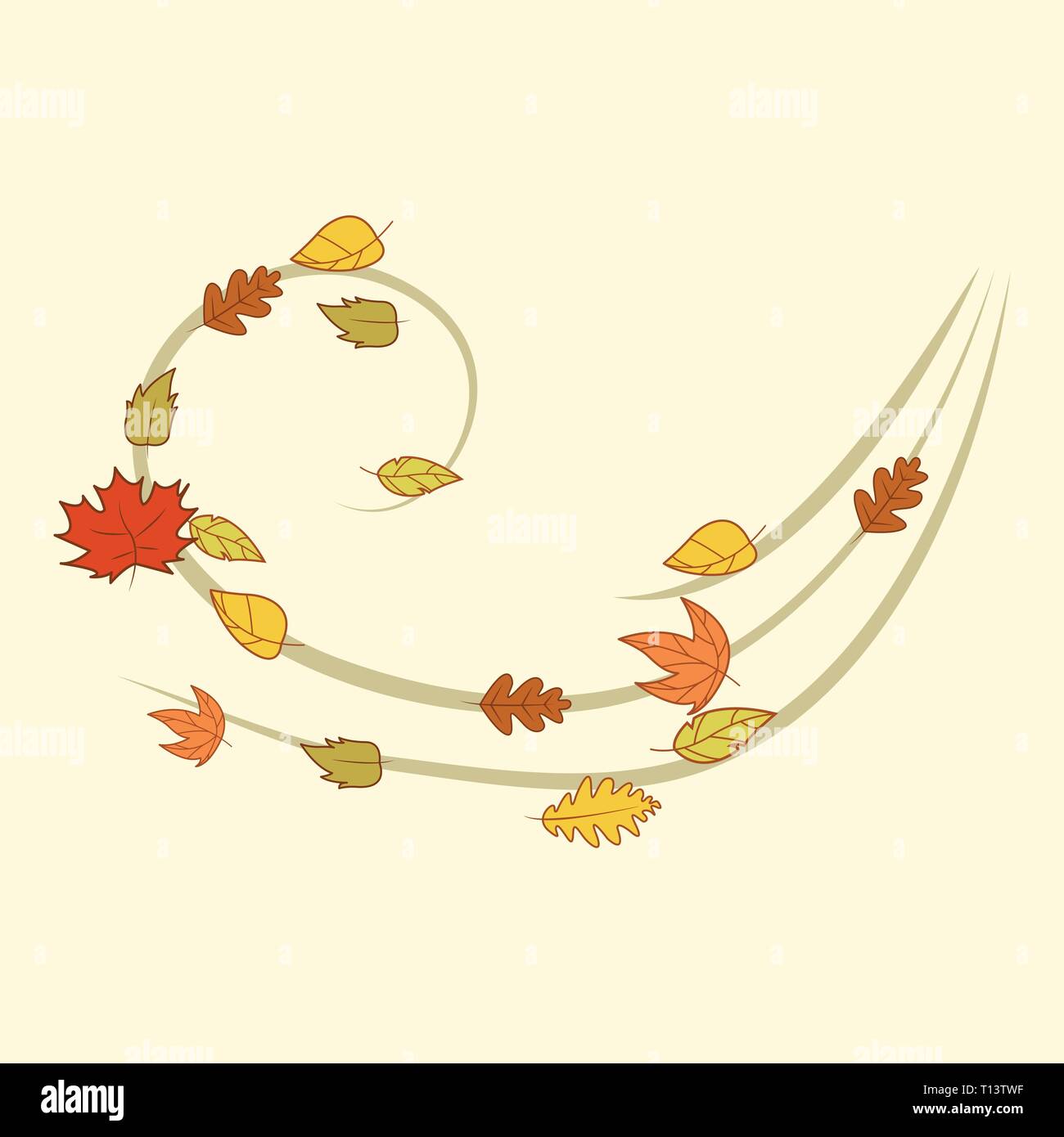 Autumn Leaf Wind Symbol Background Vector Illustration Graphic Design ...