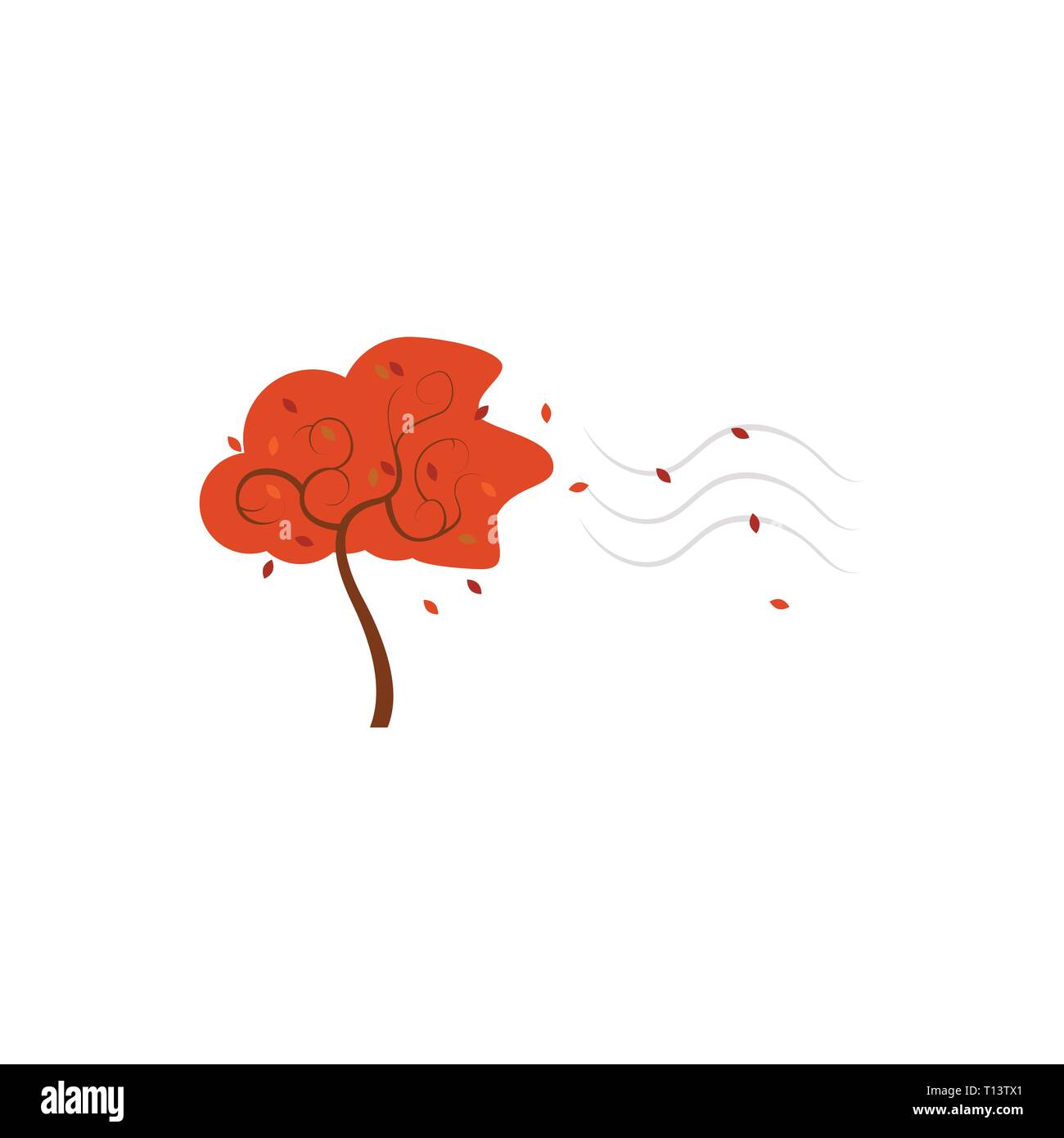 Tree Blowing Autumn Wind Vector Illustration Symbol Graphic Logo Design ...