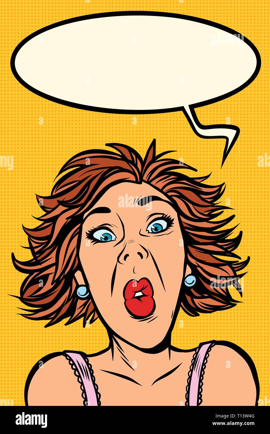 Funny woman screams, strange facial expressions Stock Vector Image ...
