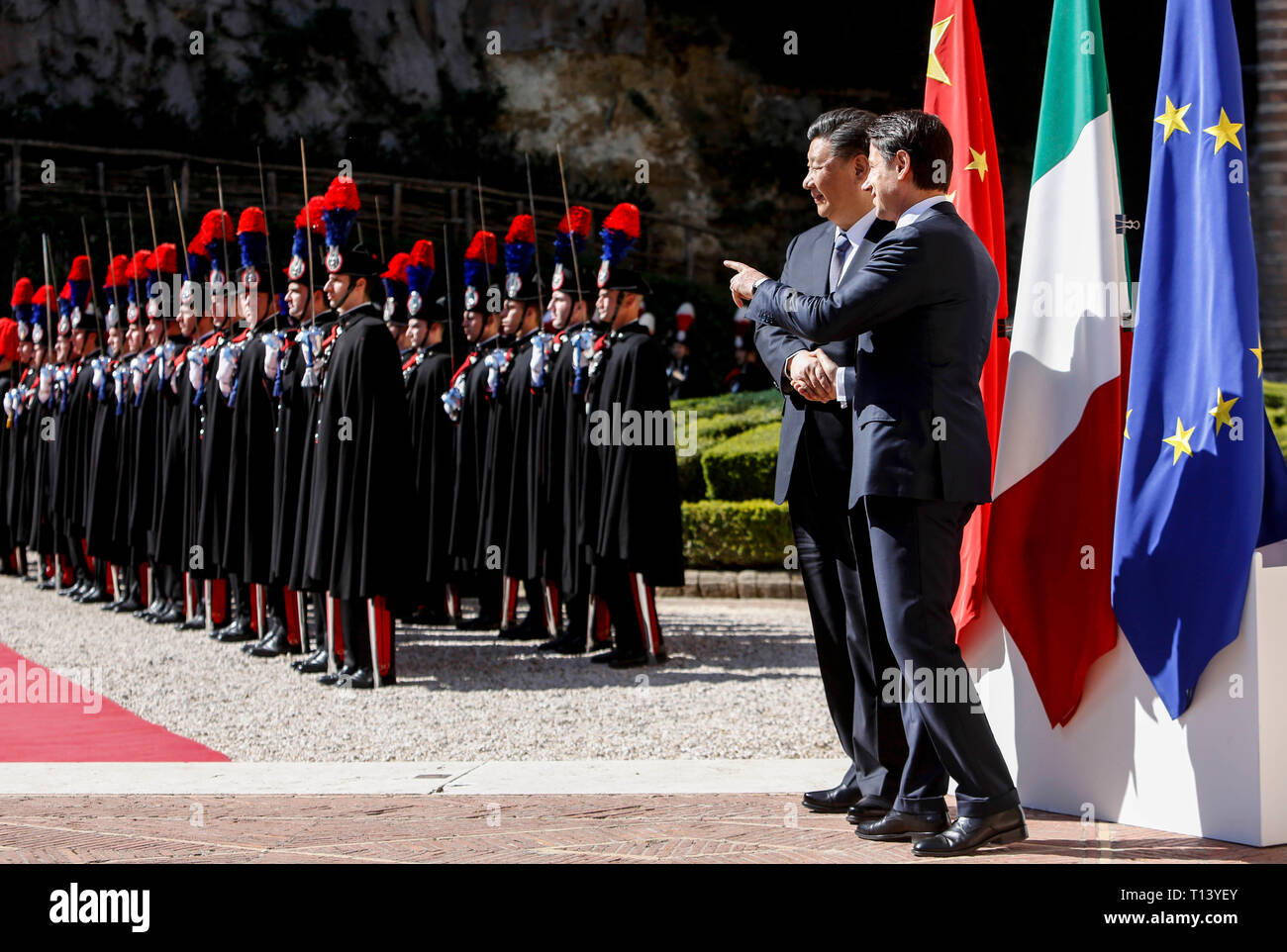 Rome, Italy. 23rd March, 2019. Italy's Premier Giuseppe Conte, right ...