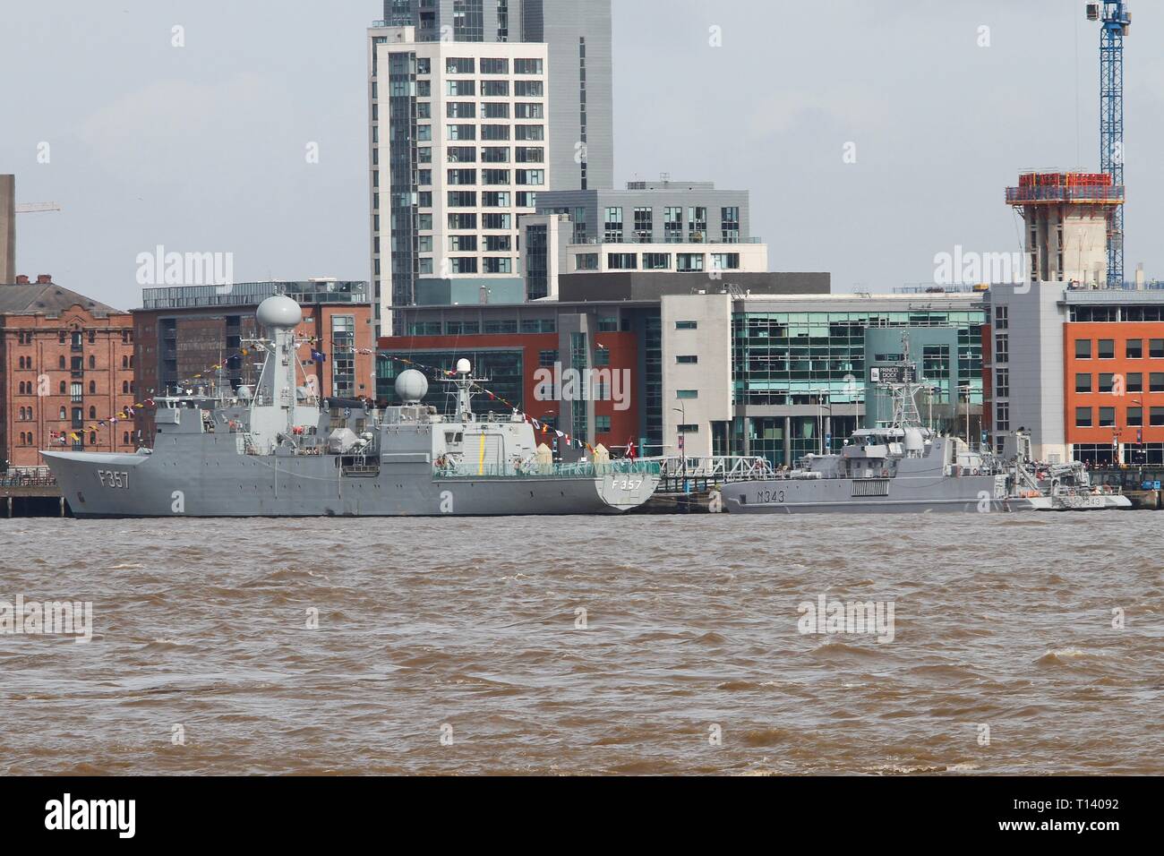 Wirral, Merseyside, UK. 23rd Mar, 2019. HDMS Thetis and Norwegian Navy ...