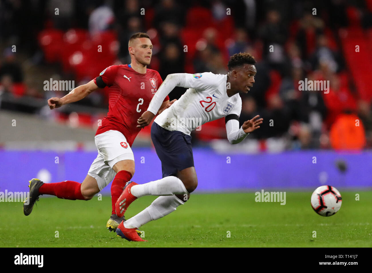 Callum Hudson-Odoi of England beats Pavel Kaderabek of Czech Republic ...
