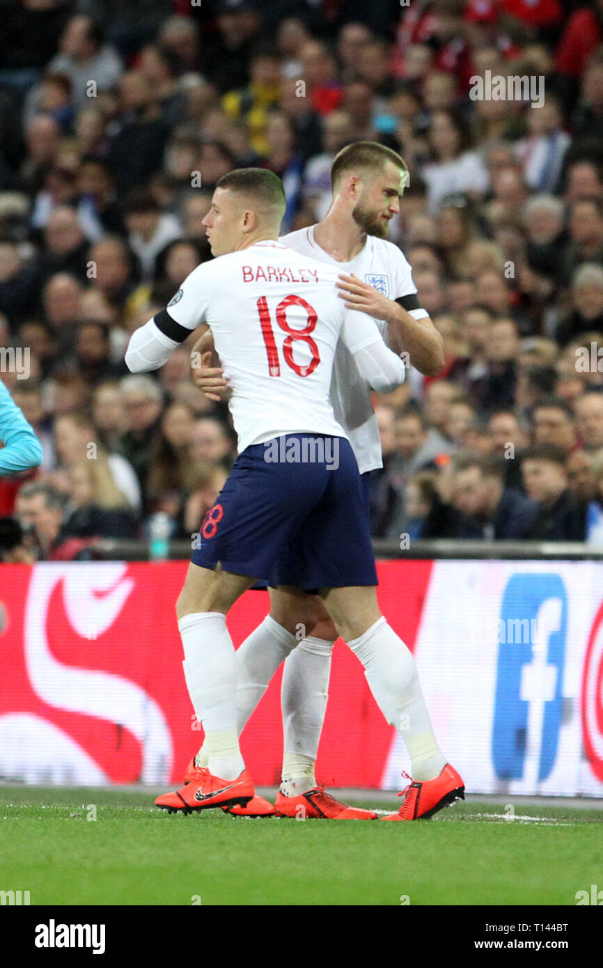 London, UK. 22nd Mar, 2019. Eric Dier of England goes off injured and ...