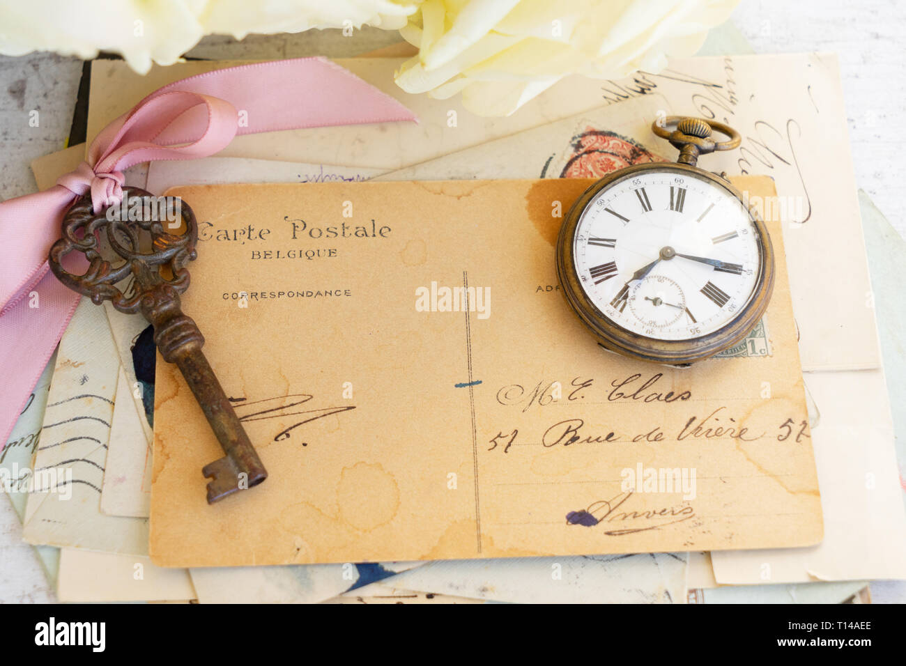 antique mail and clock Stock Photo - Alamy