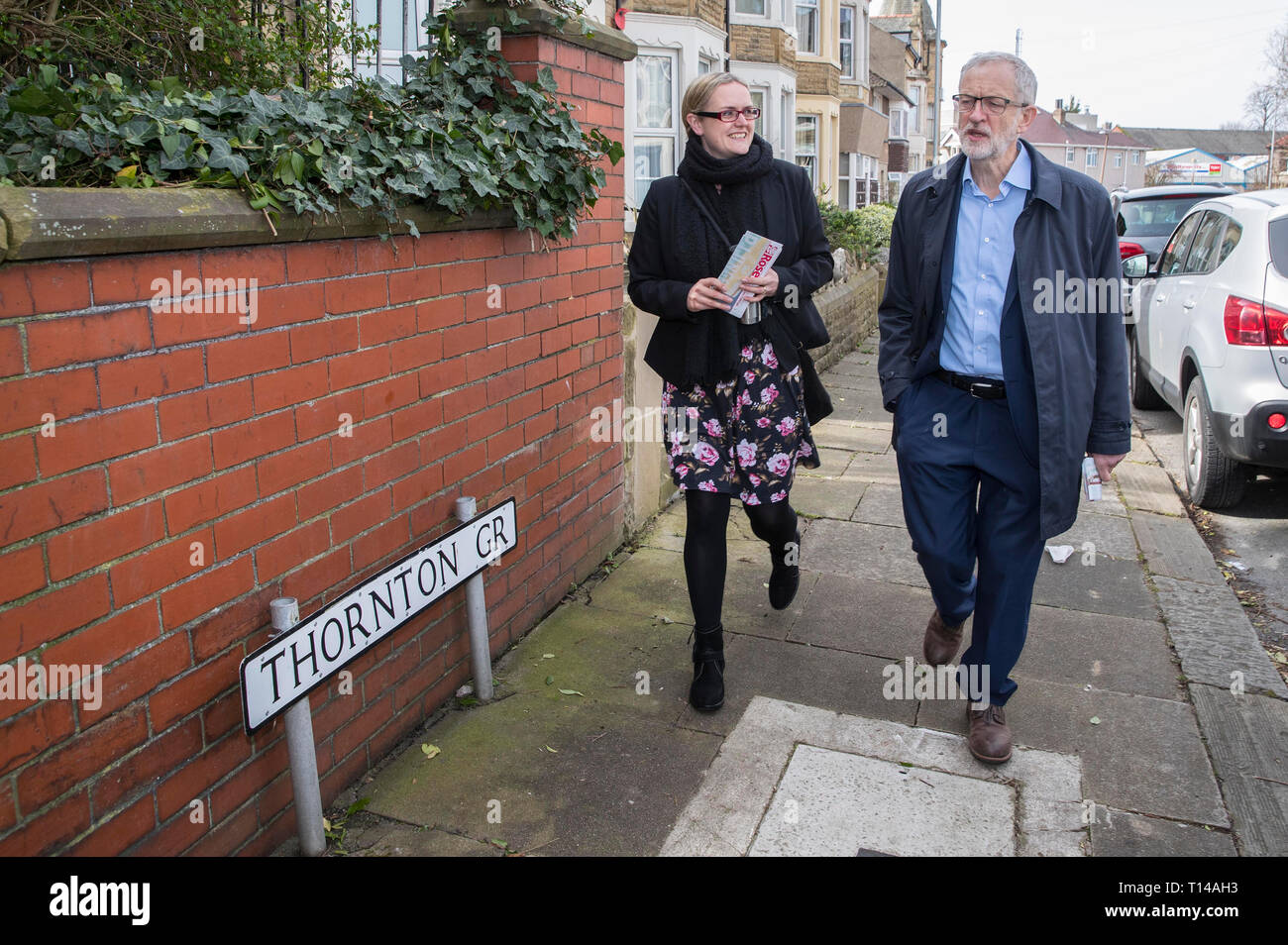 Labour leader jeremy corbyn canvassing in morecambe hi-res stock ...