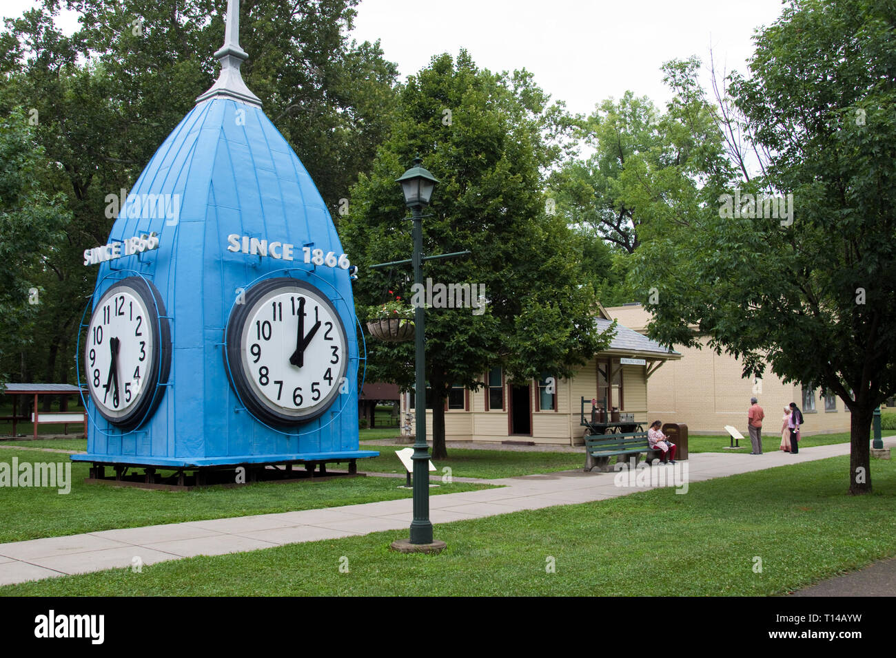 A vintage clock tower, removed from the top of a Dayton building ...