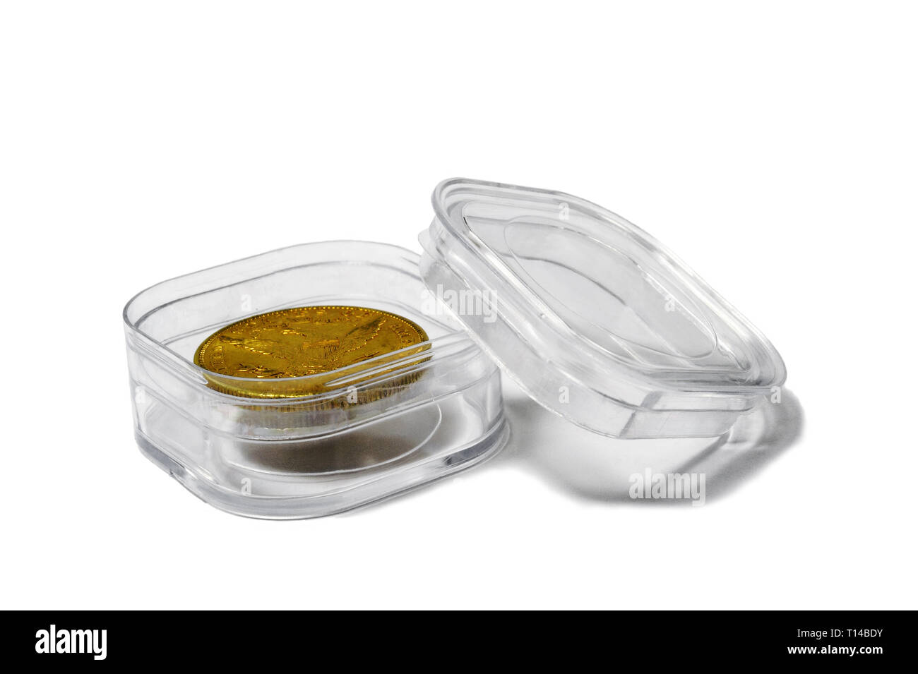 Showcase box for presenting coins or other small items Stock Photo - Alamy