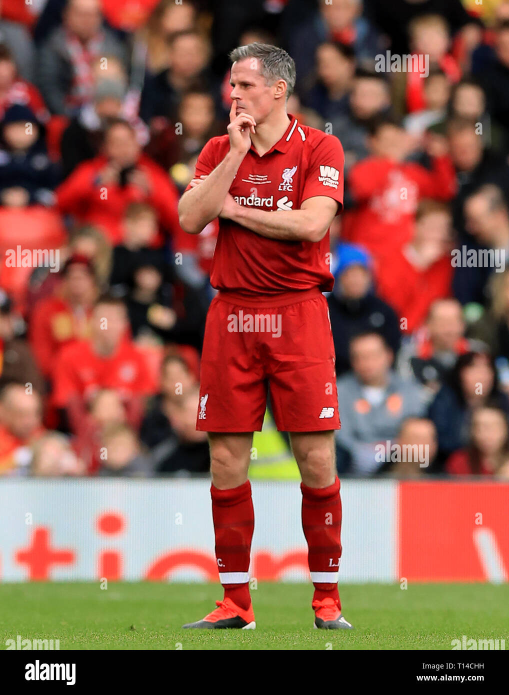Liverpool's Jamie Carragher during the Legends match at Anfield Stadium ...