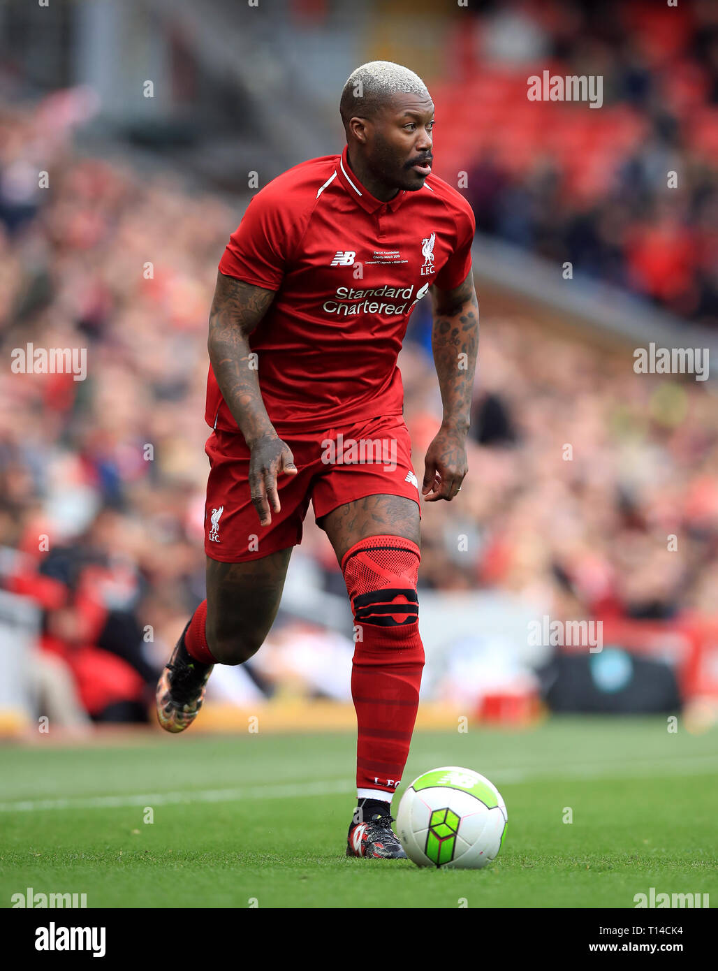 Liverpool's Djibril Cisse during the Legends match at Anfield Stadium ...