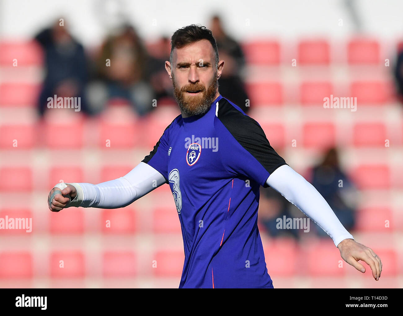 Republic of Ireland's Richard Keogh warms up prior to the UEFA Euro ...