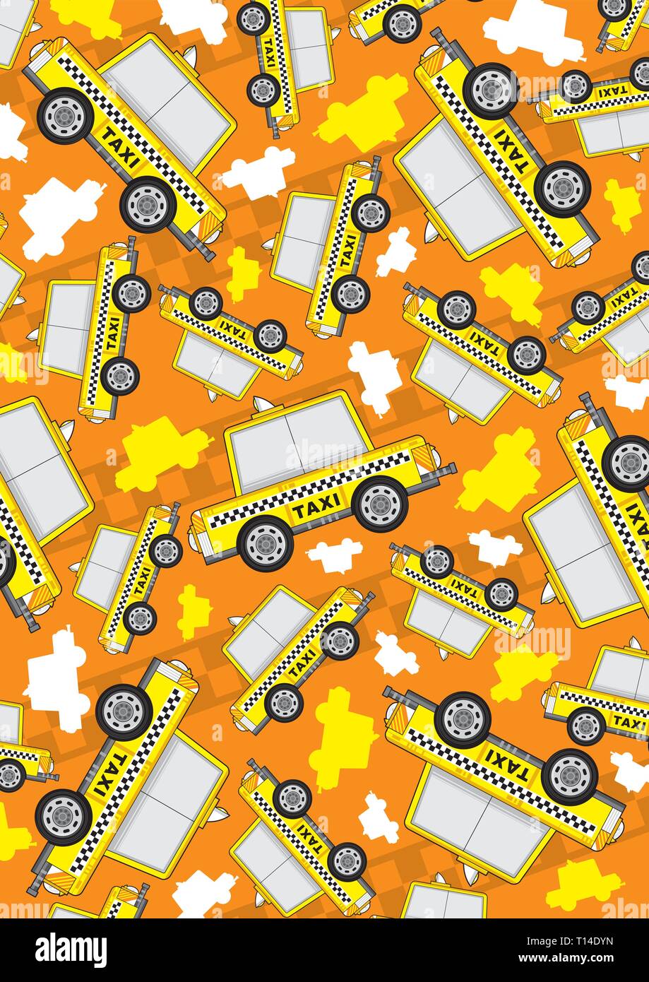 Cartoon Yellow Taxi Cab Pattern Stock Vector Image & Art - Alamy