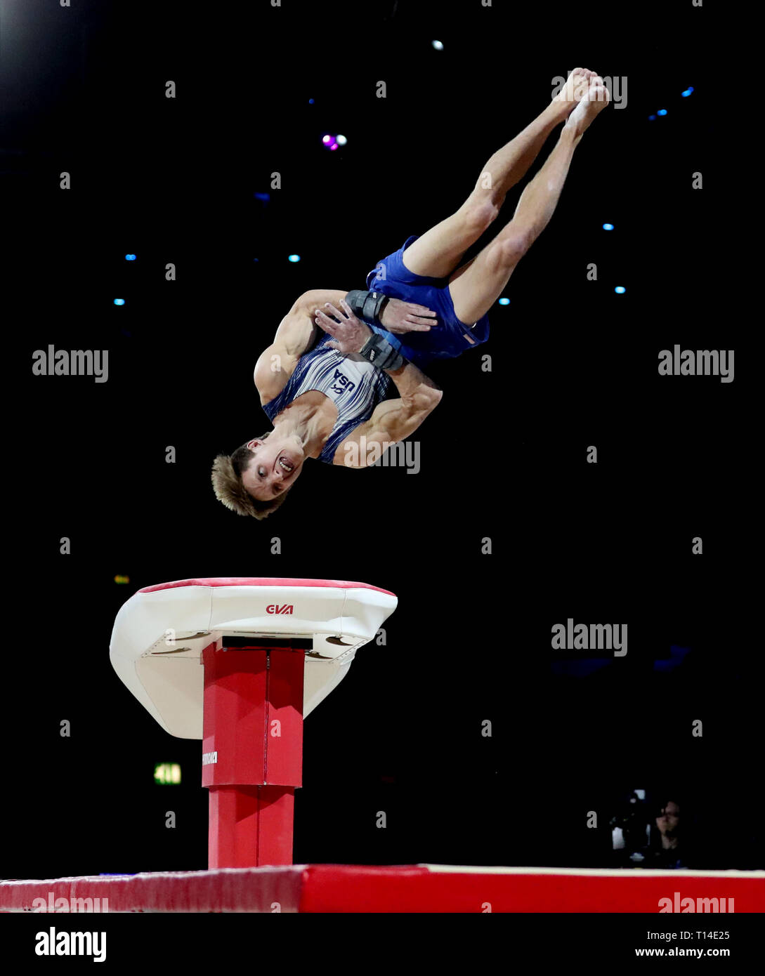 USA’s Allan Bower in action on the Vault during the Gymnastics World ...