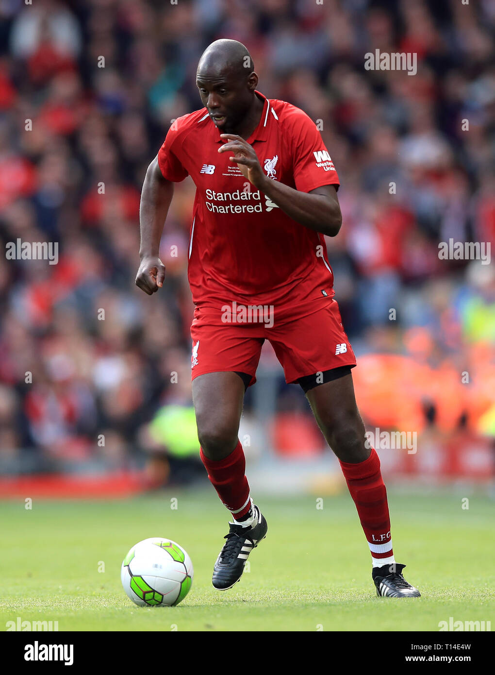 Liverpool's Djimi Traore during the Legends match at Anfield Stadium ...