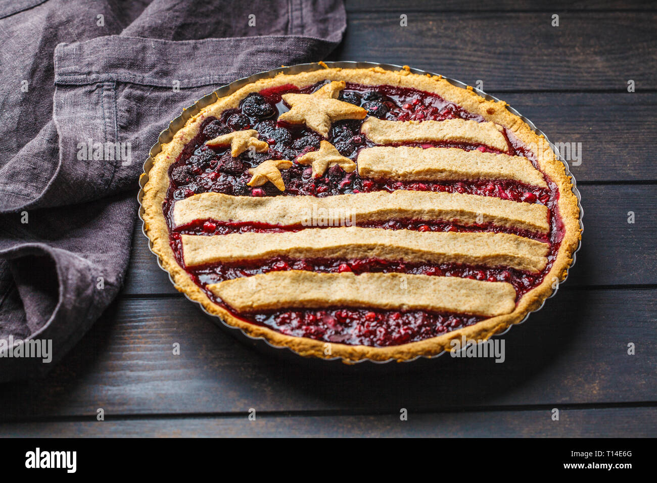 American flag berry pie. Independence Day of America concept Stock ...