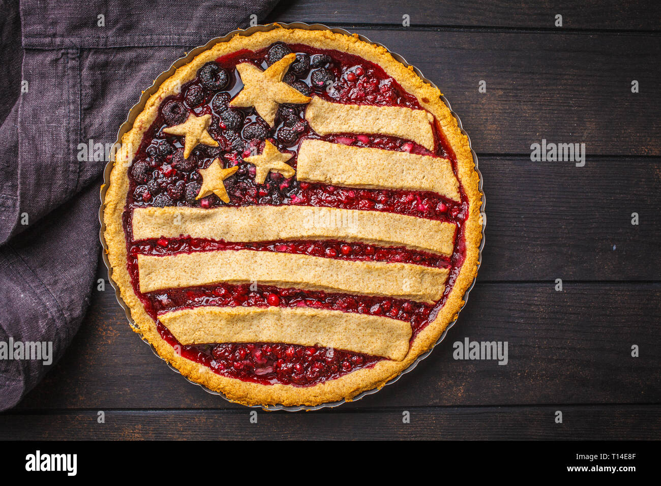 American flag berry pie, copy space. Independence Day of America ...