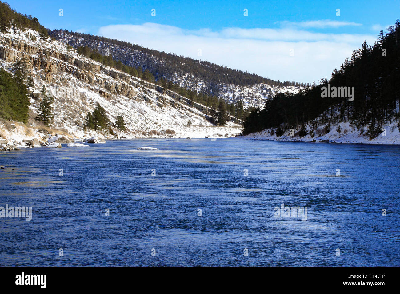 Missouri River in the canyon below Hauser Dam, Montana, USA Stock Photo ...