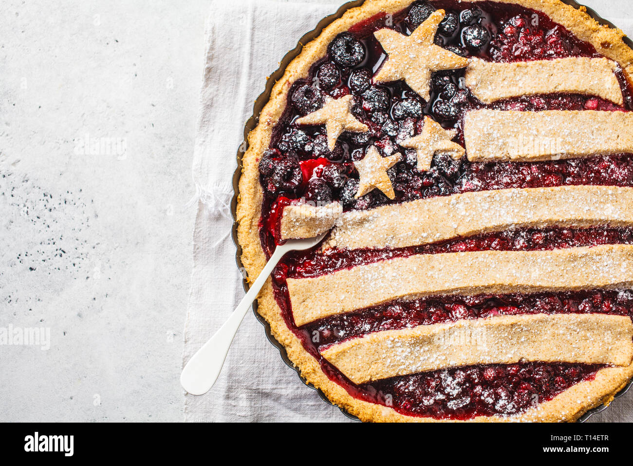 American flag berry pie, copy space. Independence Day of America ...