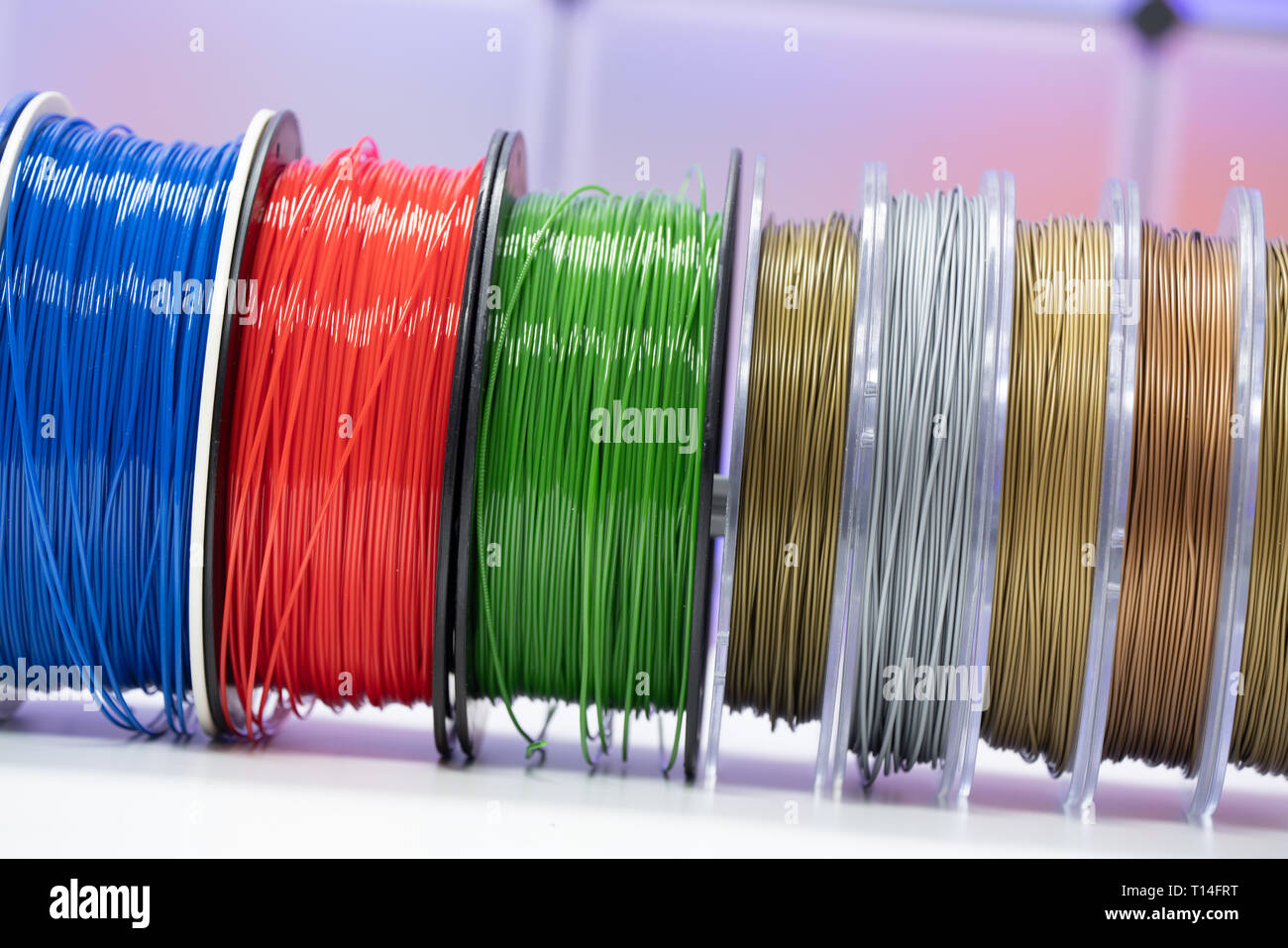 Spools of plastic filaments for 3D Printer Stock Photo - Alamy