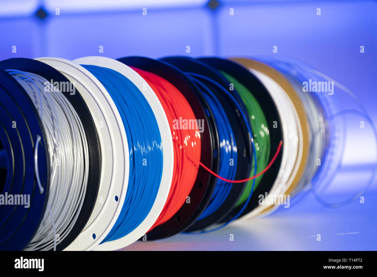Spools of plastic filaments for 3D Printer Stock Photo - Alamy