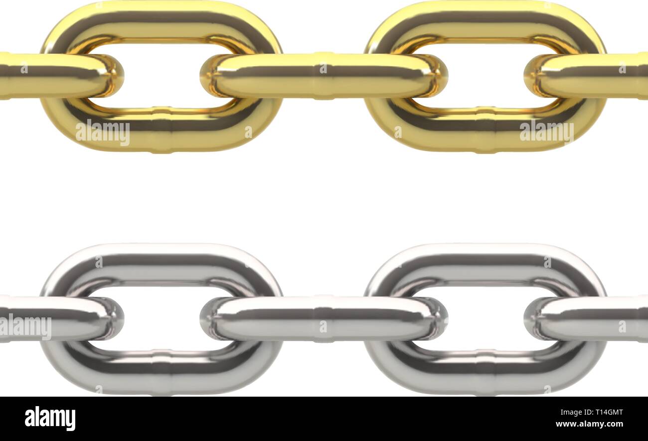 Seamless oval link chains set silver and gold, isolated on white ...
