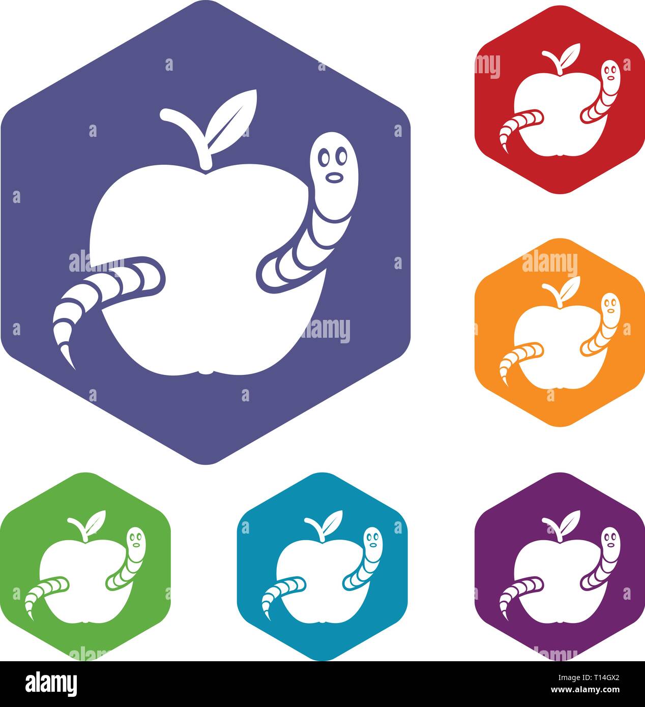 Worm apple icons vector hexahedron Stock Vector Image & Art - Alamy