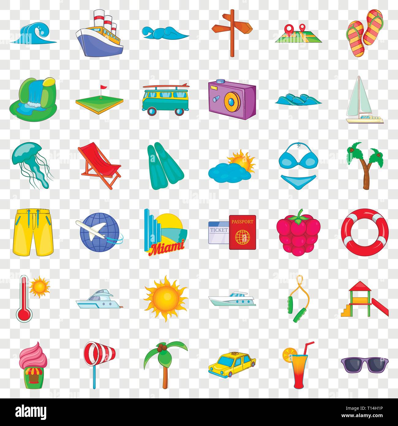 Vacation icons set, cartoon style Stock Vector Image & Art - Alamy