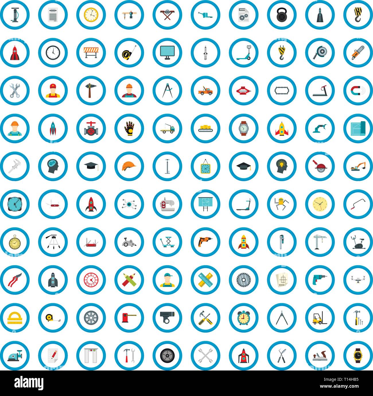 100 mechanics icons set, flat style Stock Vector Image & Art - Alamy