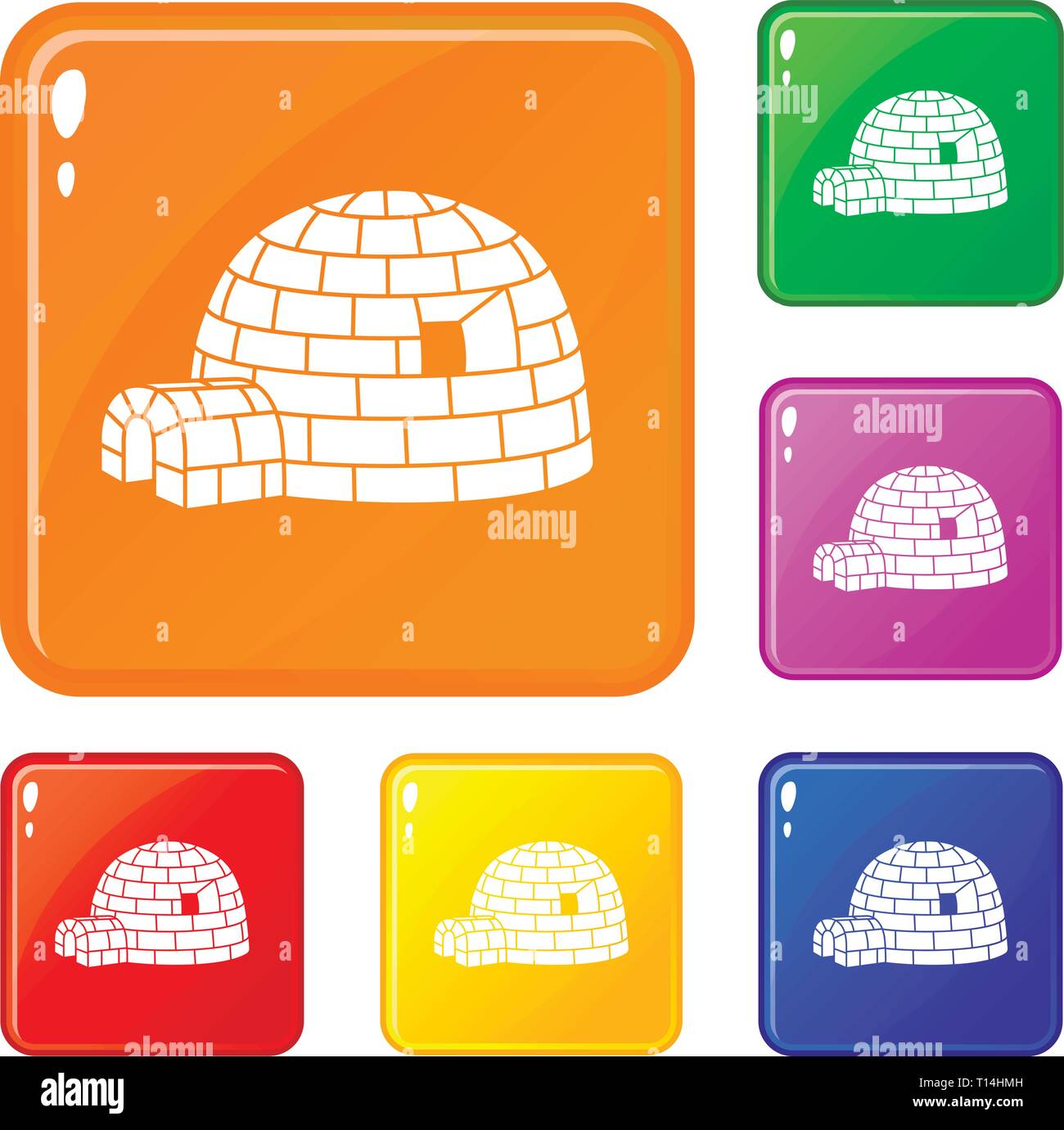Eskimo igloo icons set vector color Stock Vector Image & Art - Alamy
