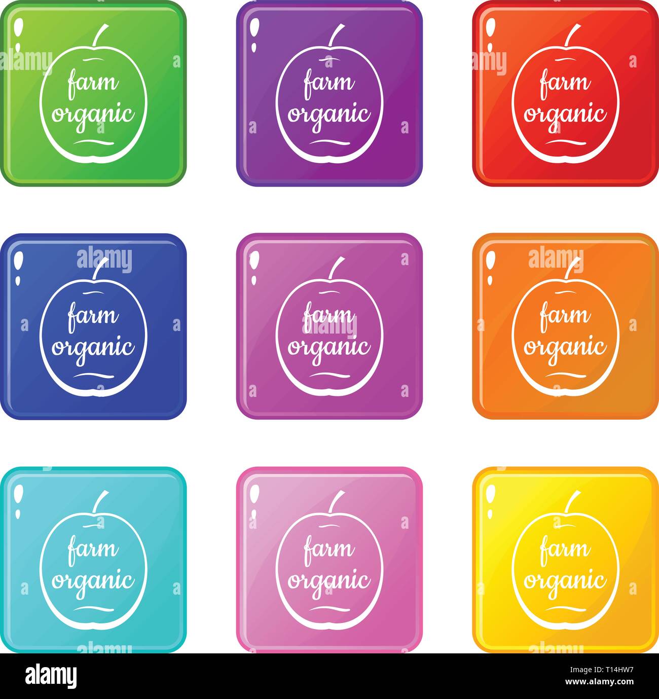 Farm organic icons set 9 color collection Stock Vector Image & Art - Alamy