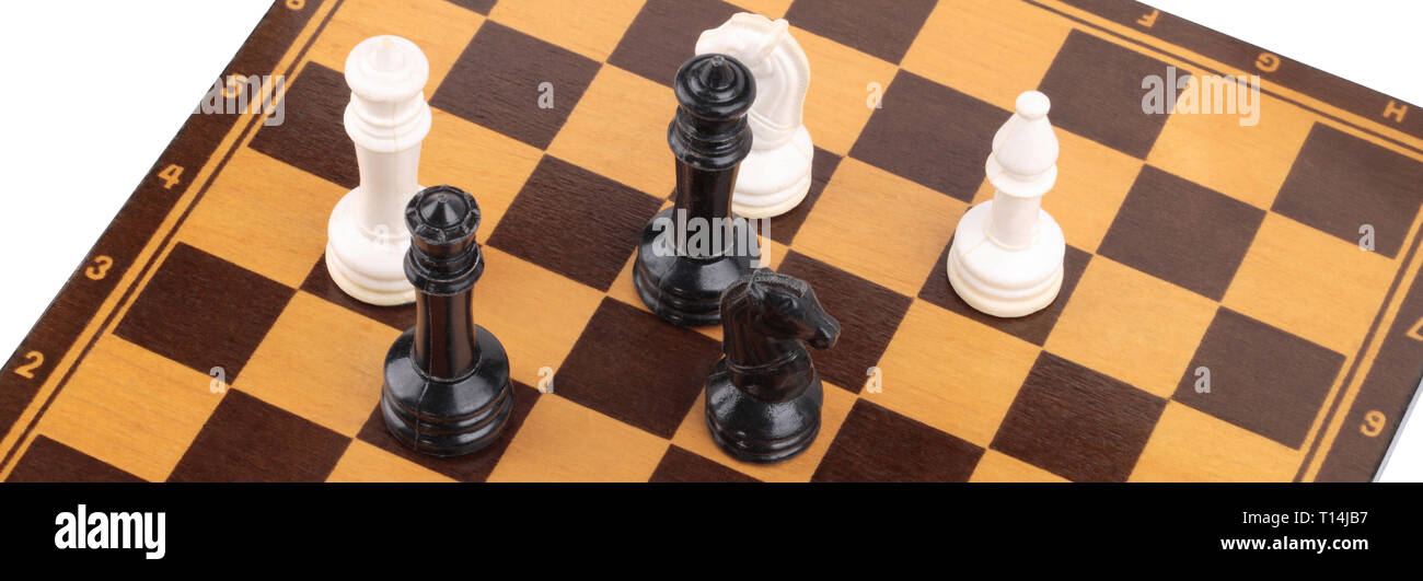 wooden checkerboard with figures Stock Photo - Alamy