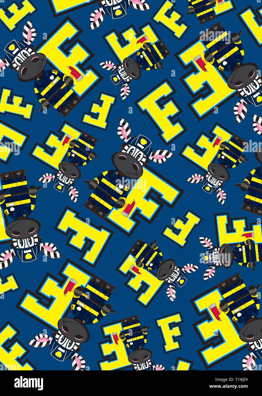 F is for Fireman Zebra Alphabet Learning Illustration Stock Vector ...