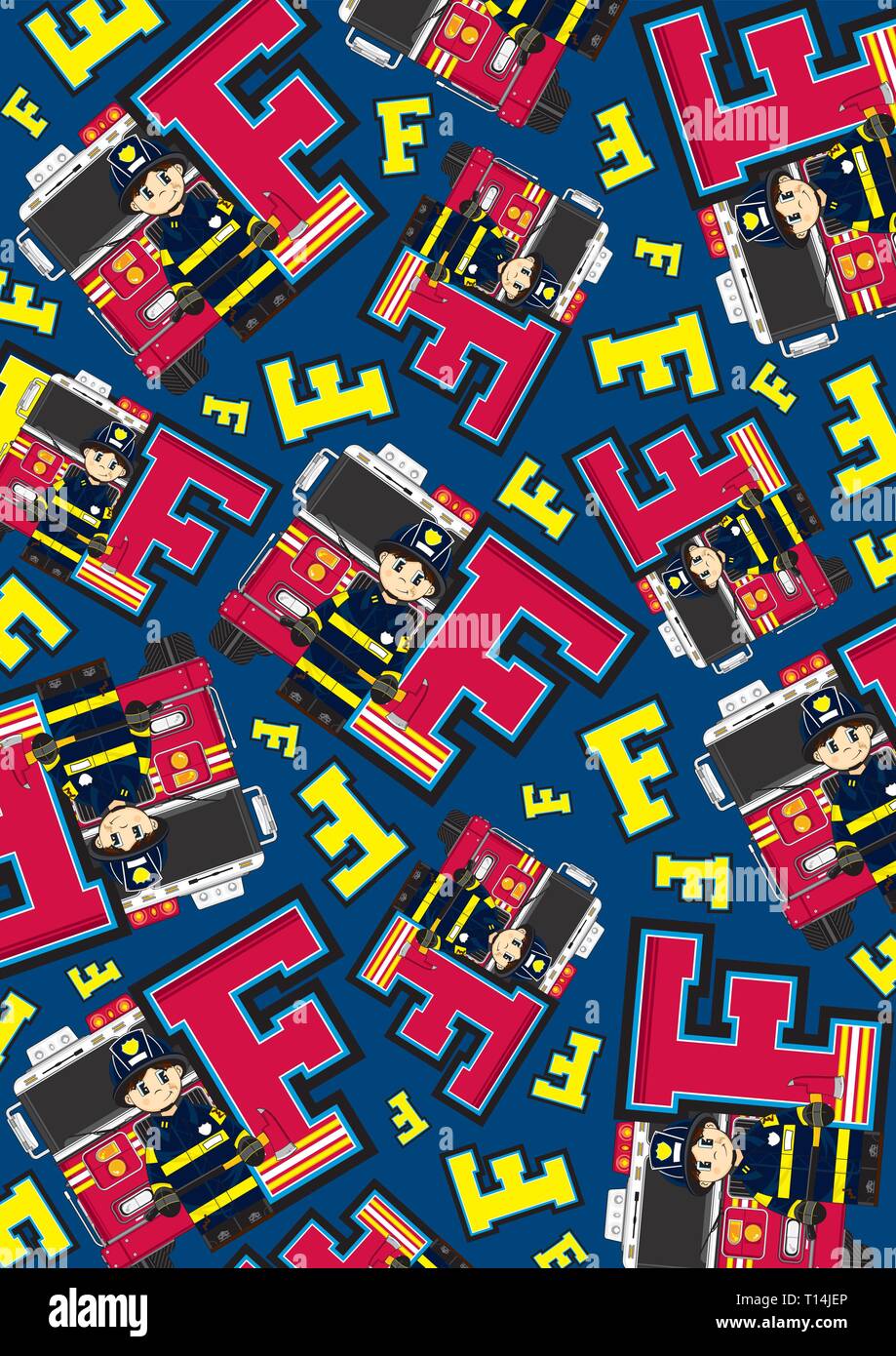 F is for Fireman Alphabet Learning Illustration Stock Vector Image ...