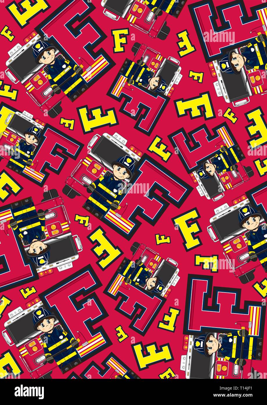 F is for Fireman Alphabet Learning Illustration Stock Vector Image ...