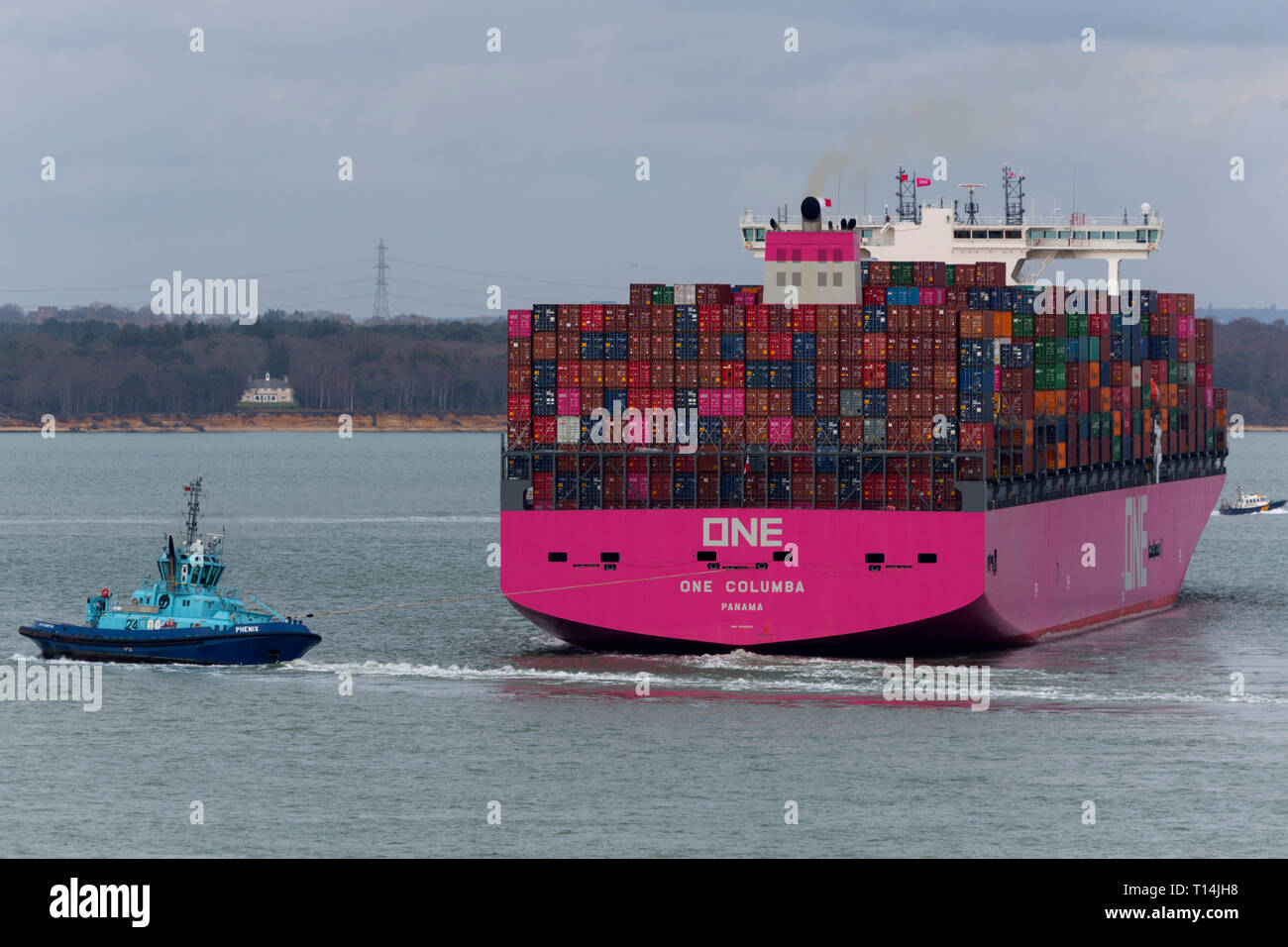 Ship, One,Container, Columbia, Panama, The Solent,heading,to ...