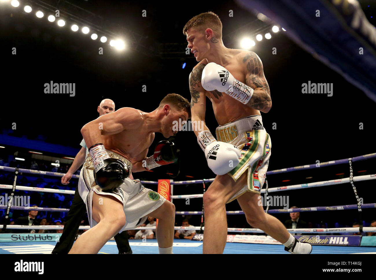 Charlie Edwards (right) in action against Angel Moreno in their World ...
