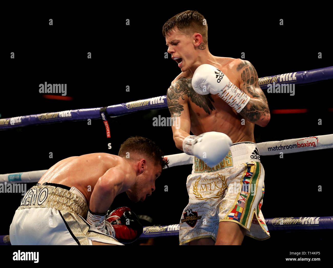 Charlie Edwards (right) in action against Angel Moreno in their World ...