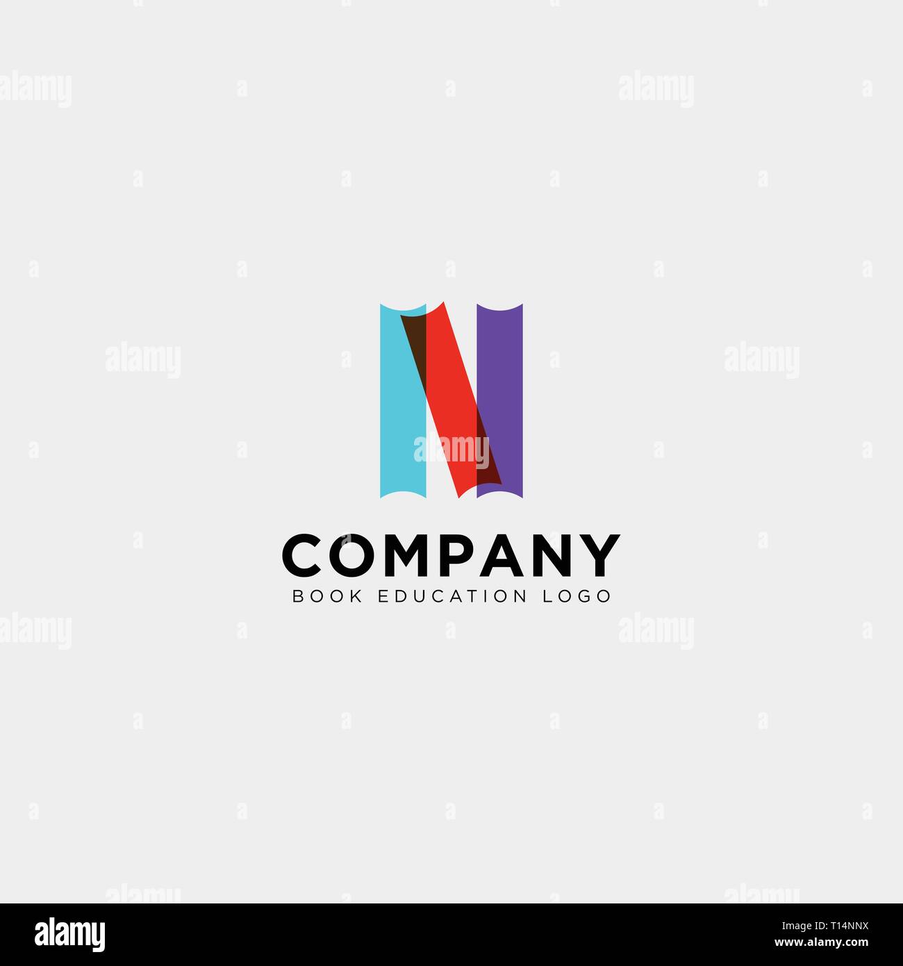 book initial N simple gradient education logo template vector ...