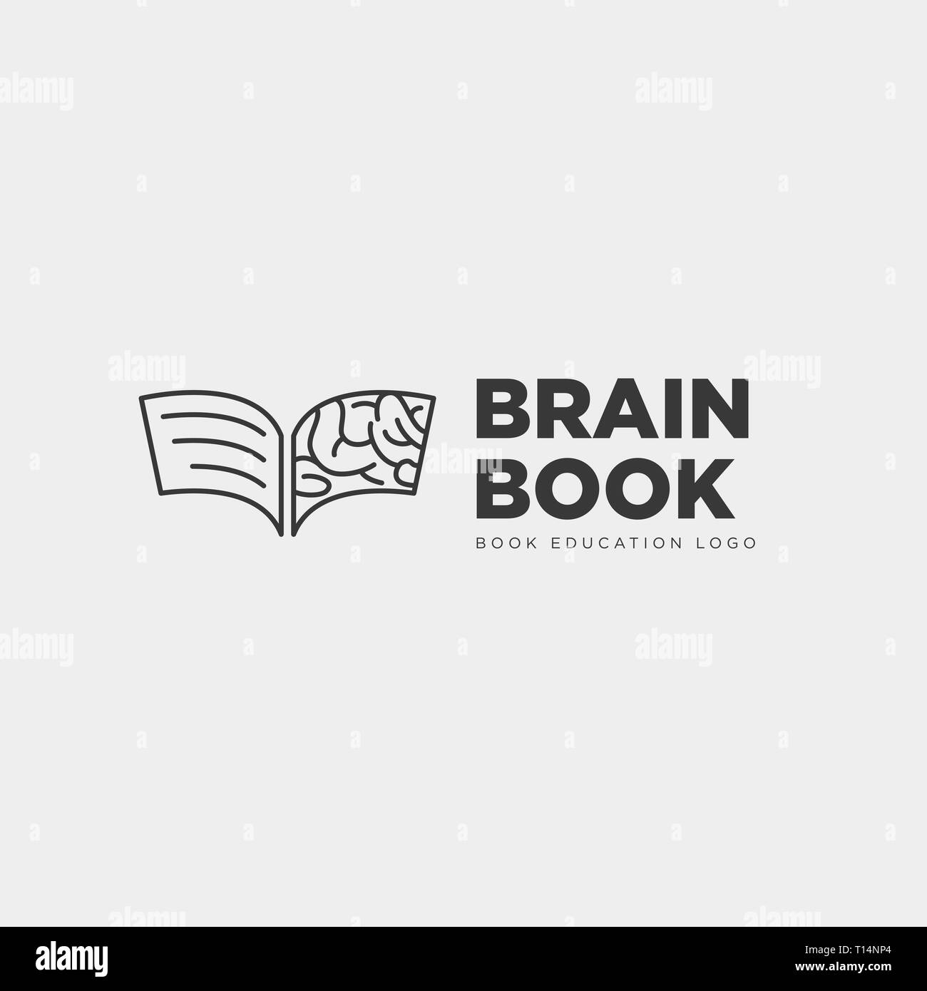 book brain education line logo template vector illustration icon ...