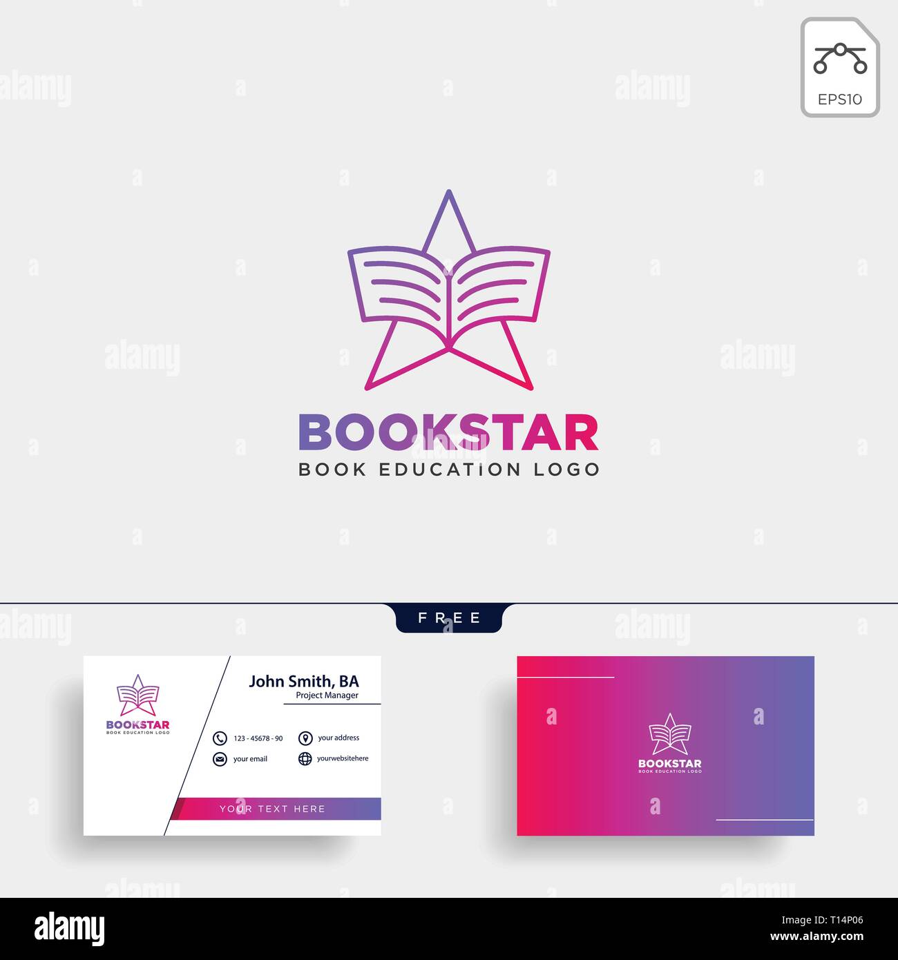 star book education gradient negative simple logo template vector ...