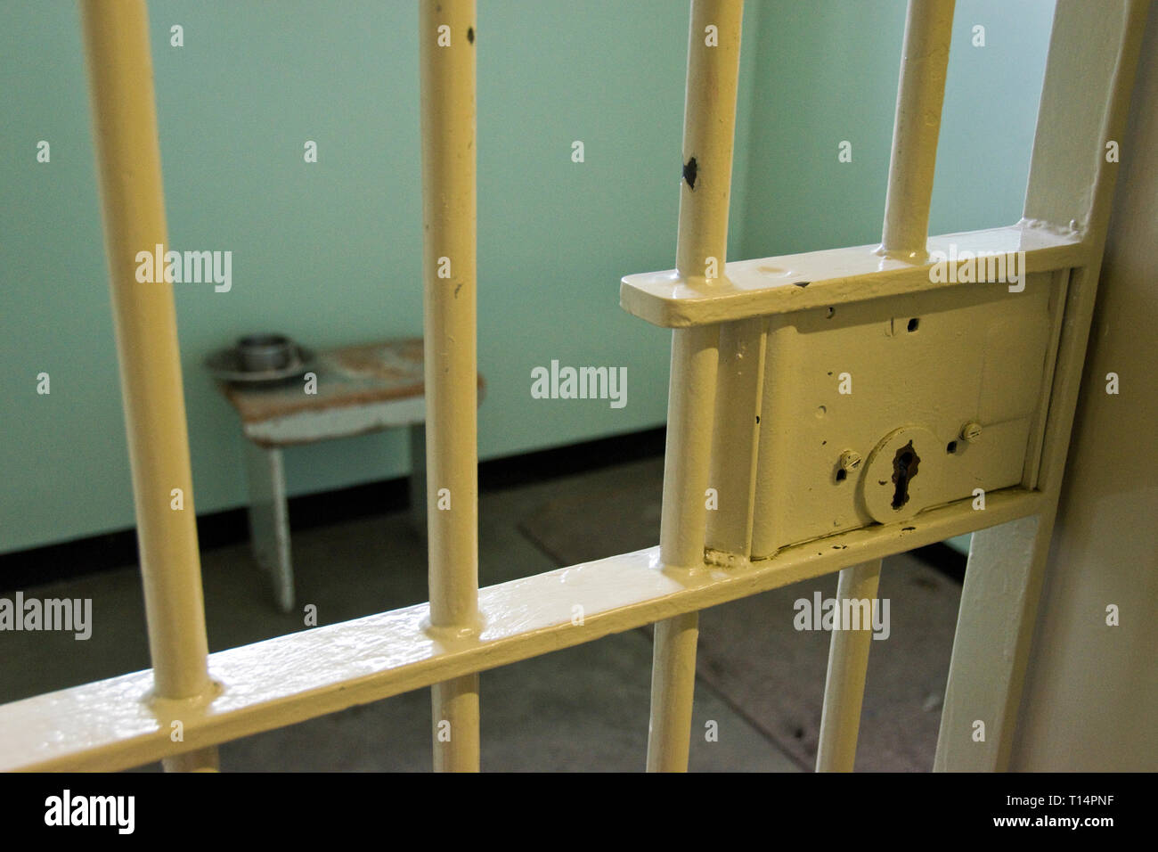 A prison cell at Robben Island, where Nelson Mandela was imprisoned ...