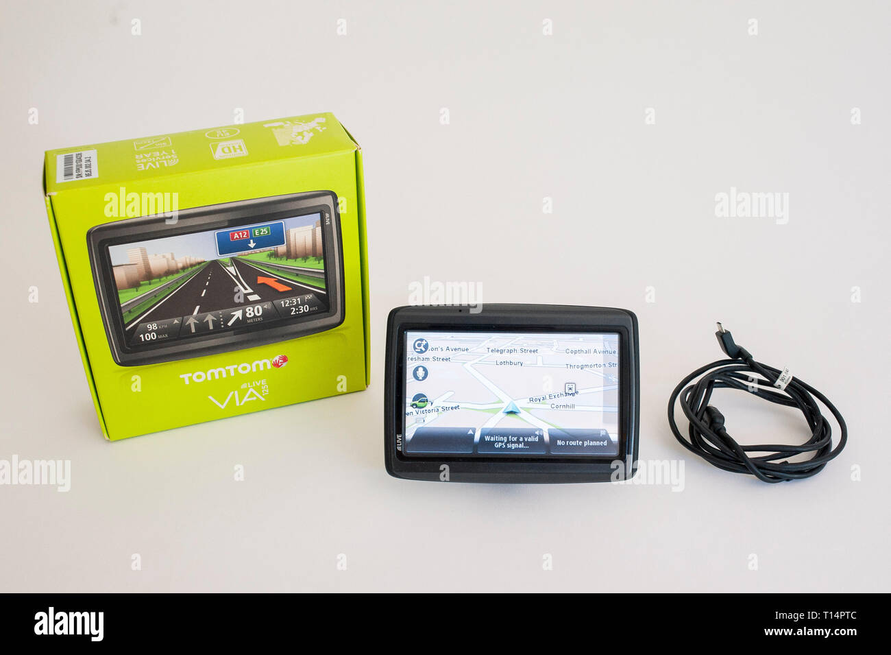 product shots of an old Tom Tom Sat Nav Stock Photo - Alamy
