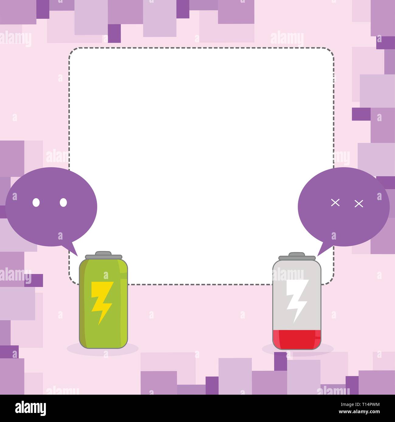Fully Charged and Discharged Battery with Two Colorful Emoji Speech ...