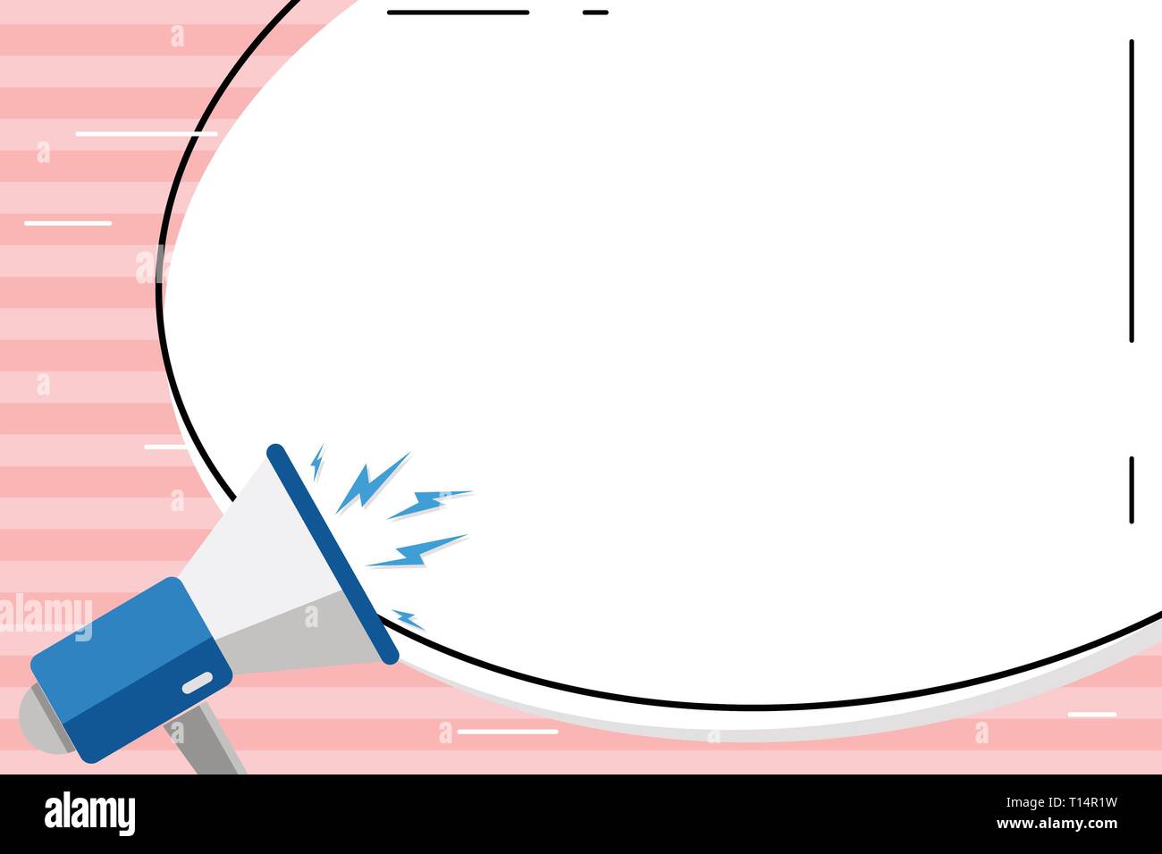 Blank White Huge Oval Shape Sticker and Megaphone Shouting with Volume ...