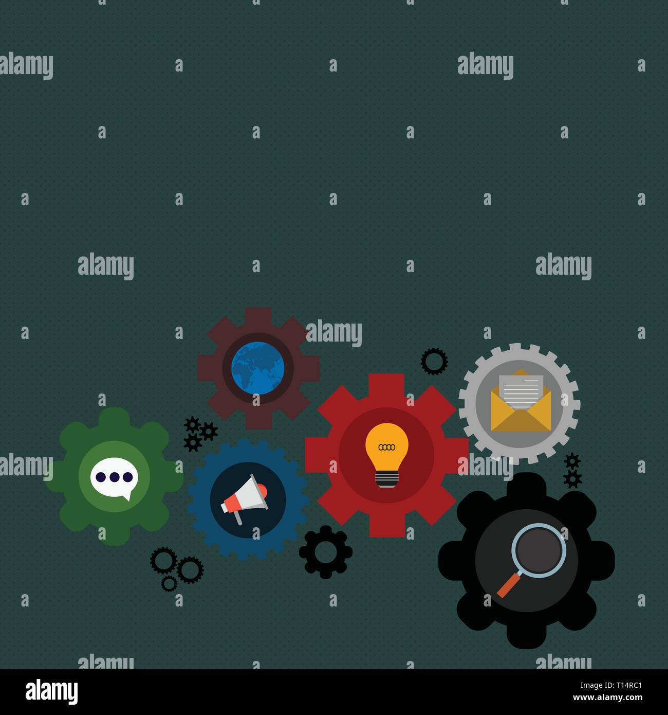 Set of Global Online Social Networking Icons Inside Colorful Cog Wheel ...